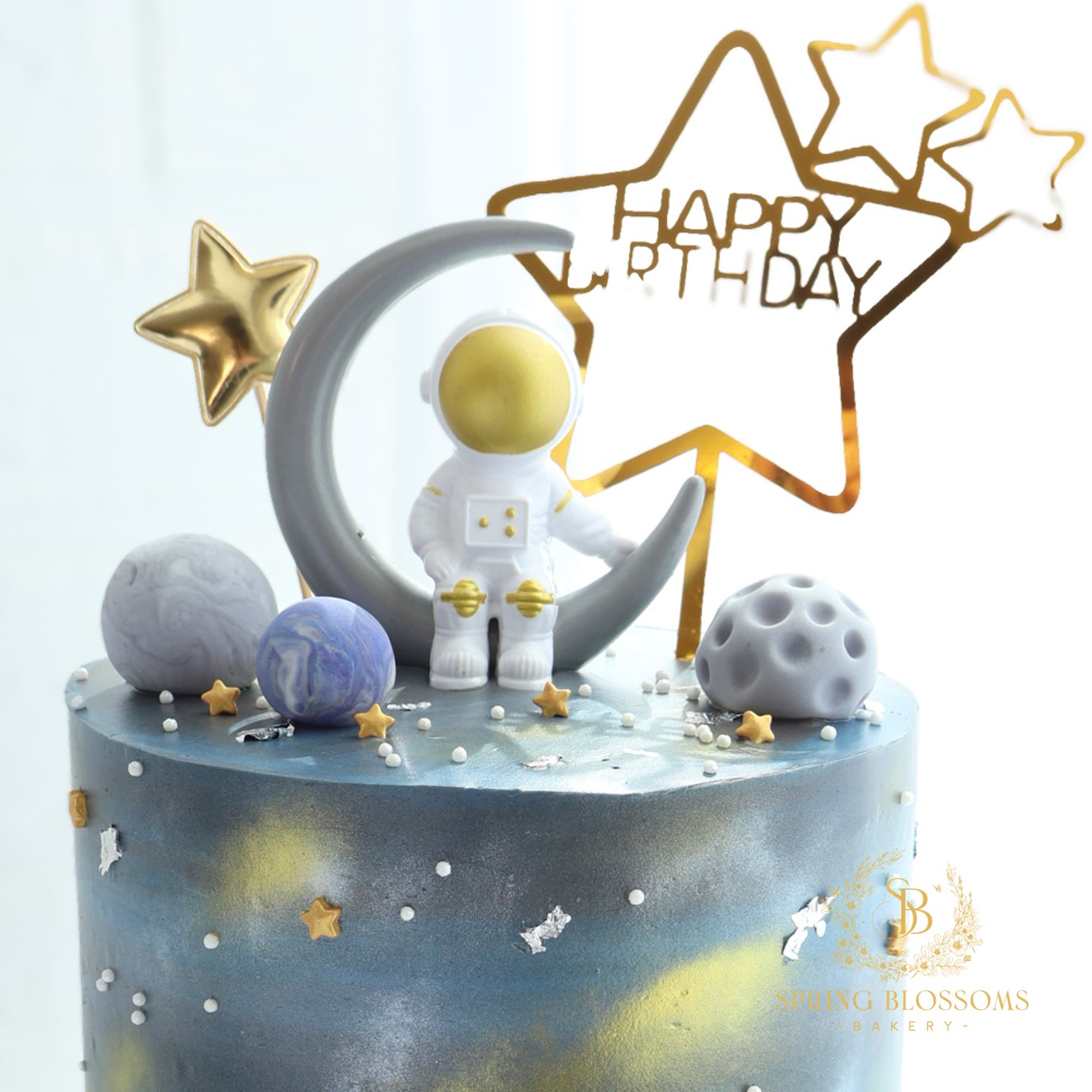 Moonlight Astronaut Cake - Spring Blossoms Bakery