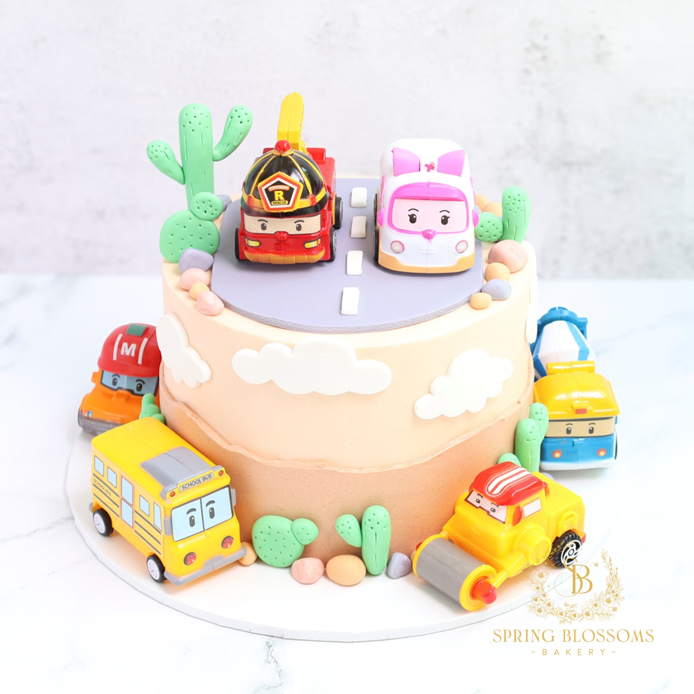 Joyride RoboCar Poli Cake - Spring Blossoms Bakery