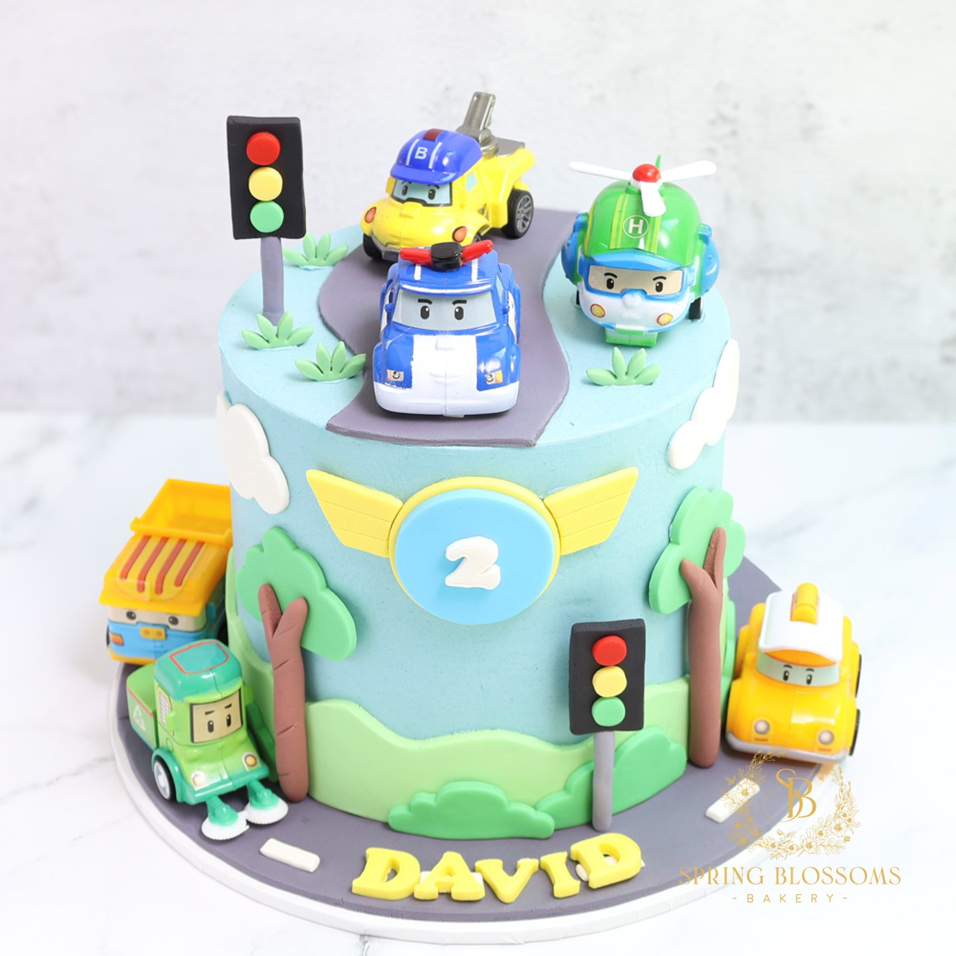 City Adventure RoboCar Poli Cake - Spring Blossoms Bakery