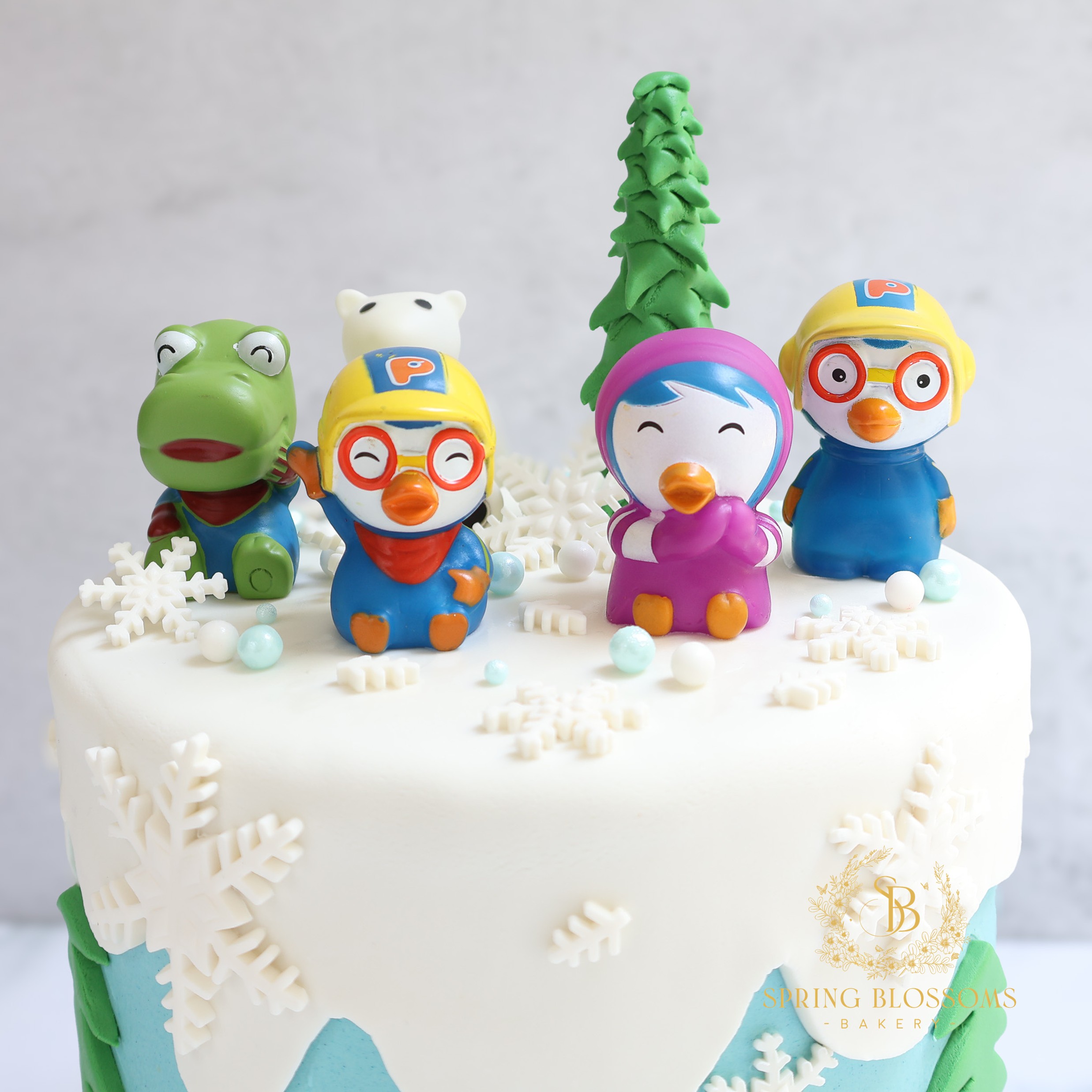 Winter Wonderland Pororo Cake - Spring Blossoms Bakery