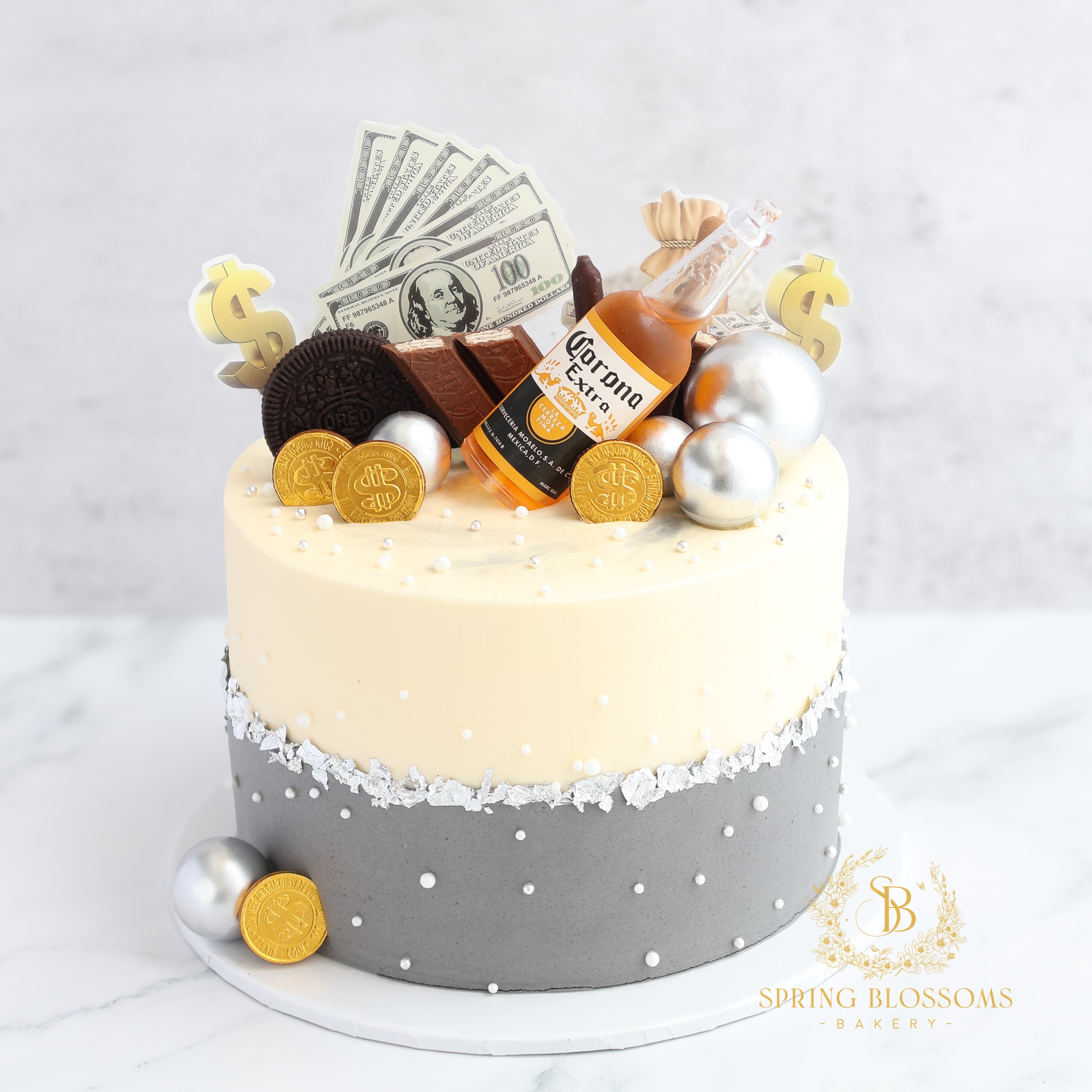 Luxe Fortune Celebration Cake - Spring Blossoms Bakery